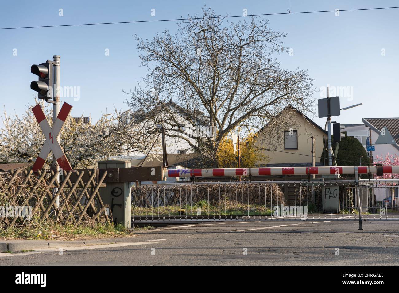 Beautiful shot of level crossing technology on a street Stock Photo - Alamy
