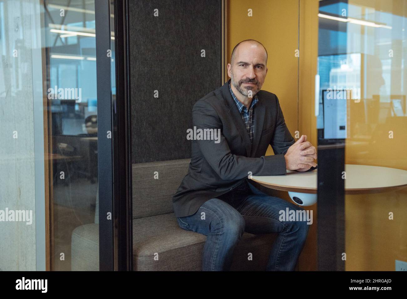 Uber CEO Dara Khosrowshahi poses for a portrait at one of the company's ...