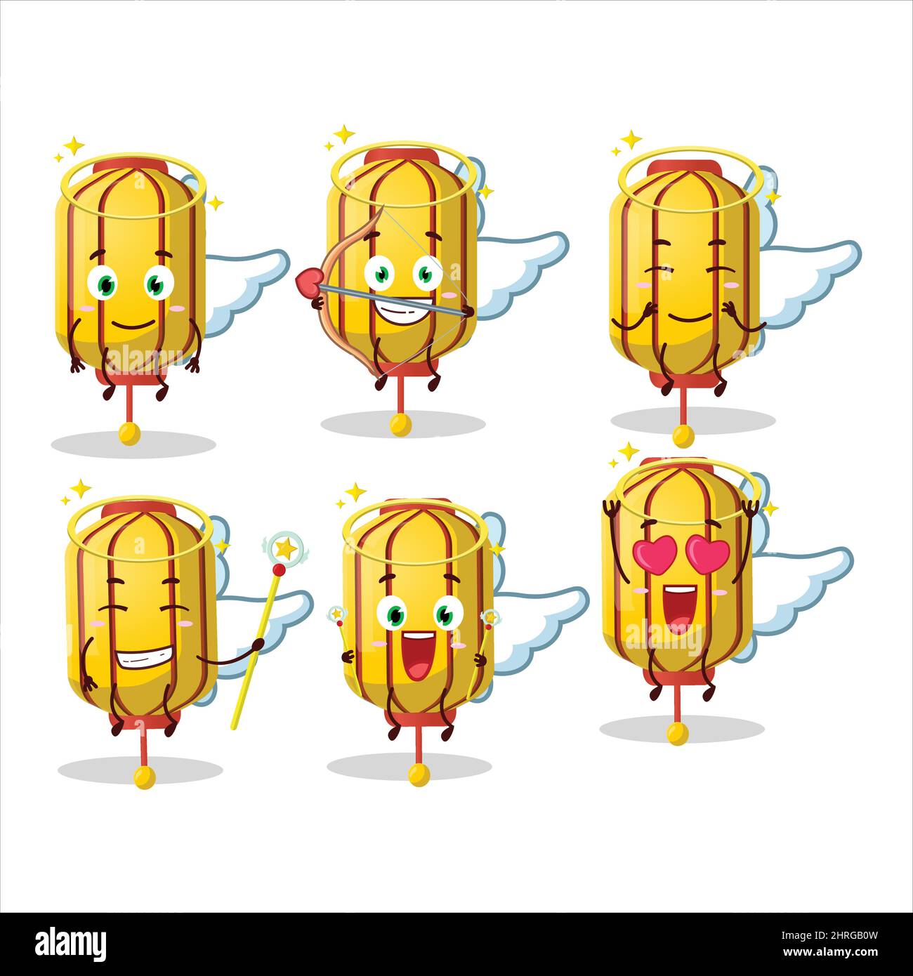 Yellow chinese long lamp cartoon designs as a cute angel character ...