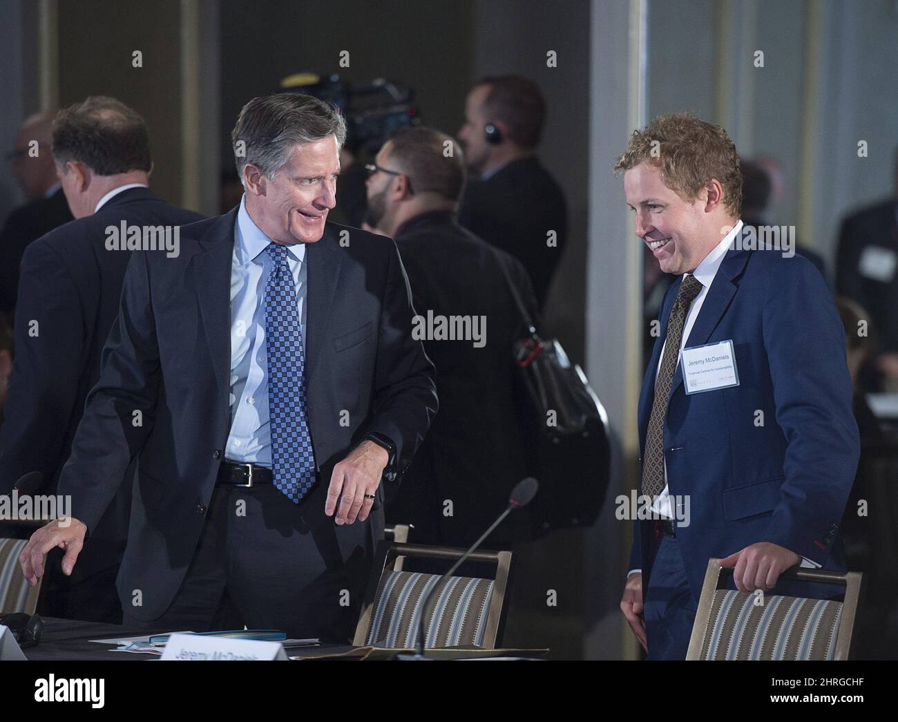 John Coyne, left, vice president Unilever Canada, chats with Jeremy ...