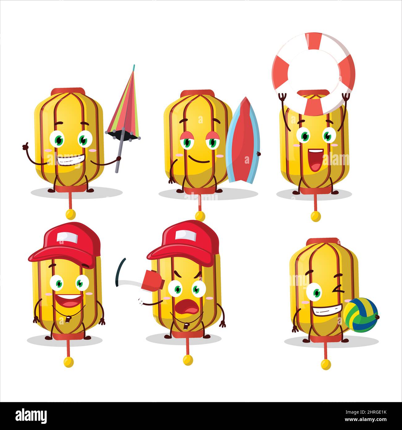 Happy Face yellow chinese long lamp cartoon character playing on a ...