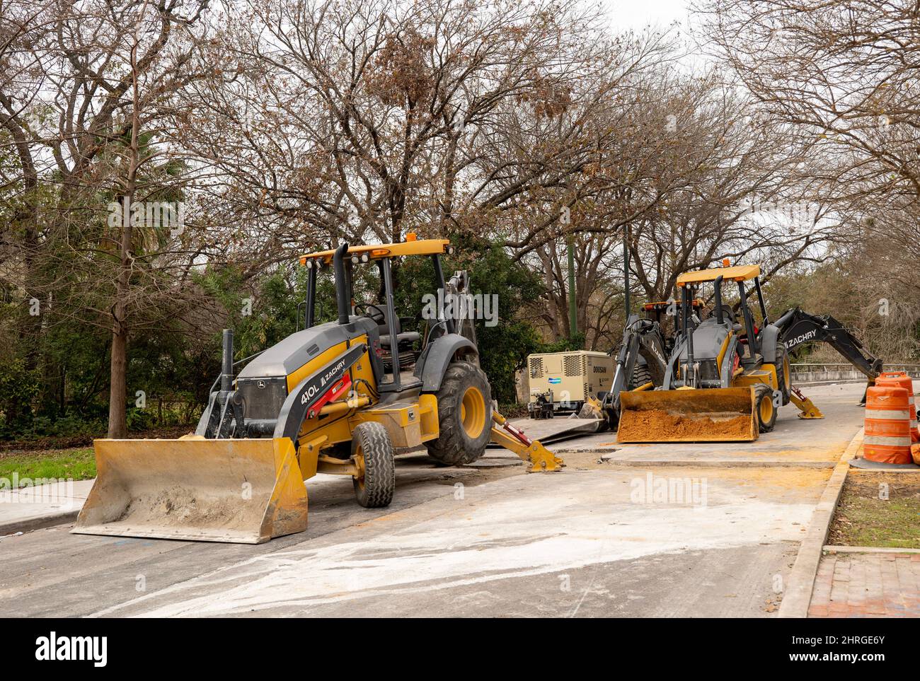 SAN ANTONIO, TX - 25 JAN 2020: Front End Loaders, heavy equipment with ...