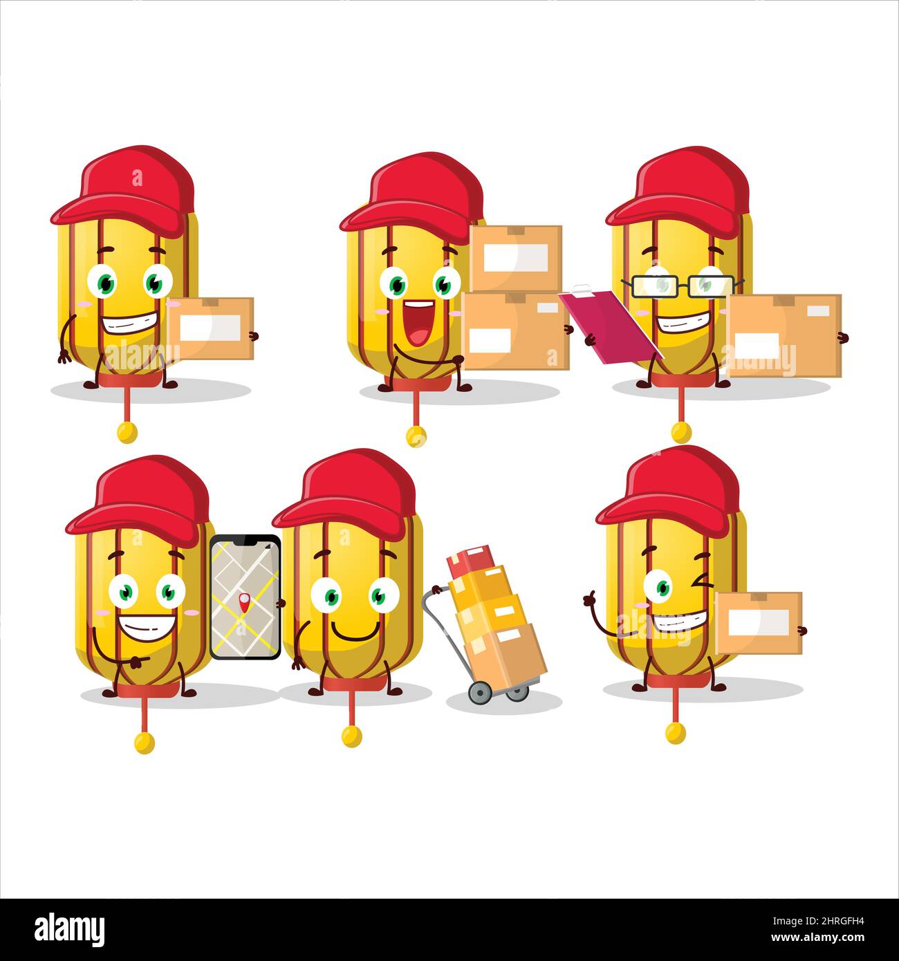 Cartoon character design of yellow chinese long lamp working as a ...