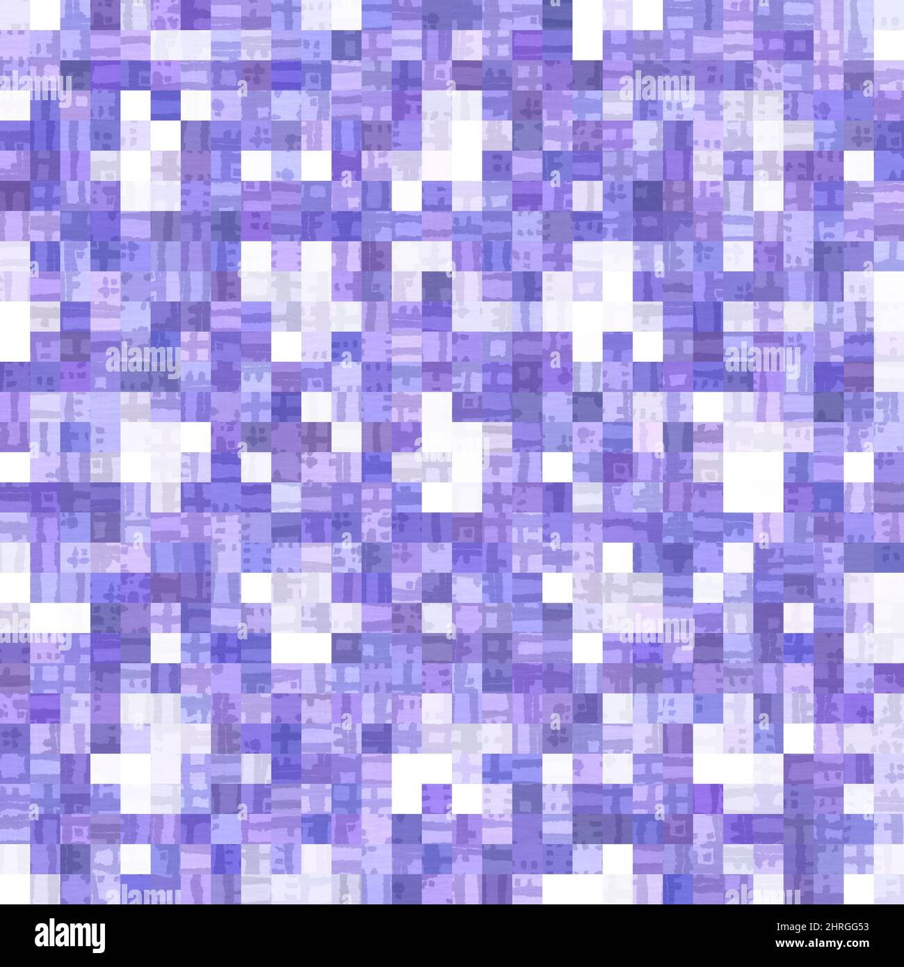 Tiny purple geometric mosaic pixel grid seamless pattern. Modern square ...