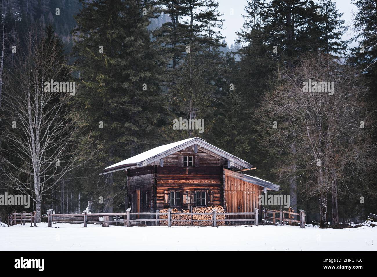 Cozy little drop-out hut made of wood in the Berchtesgaden Land in ...