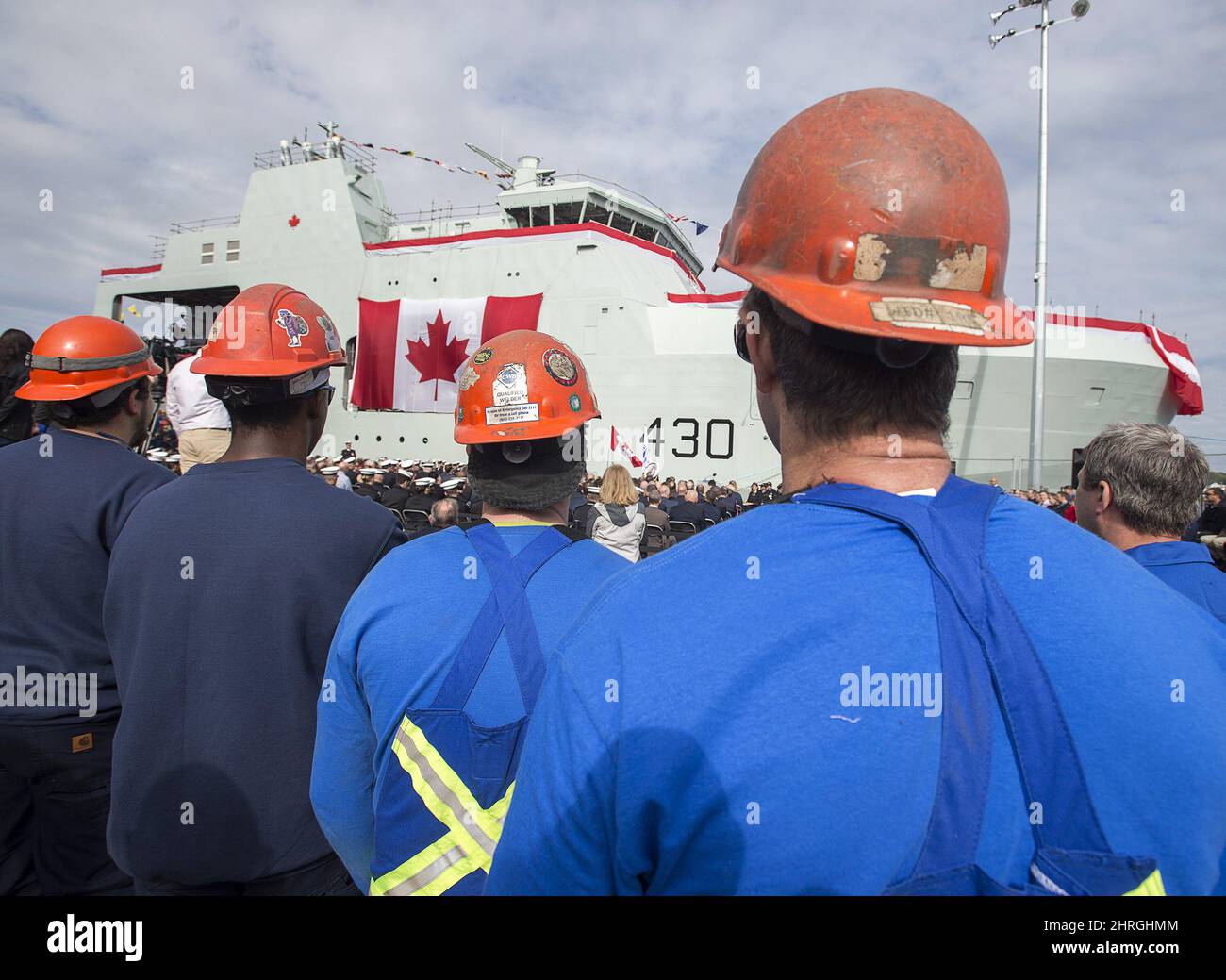 Halifax Shipyard shipbuilders attend the naming ceremony for Canada's ...