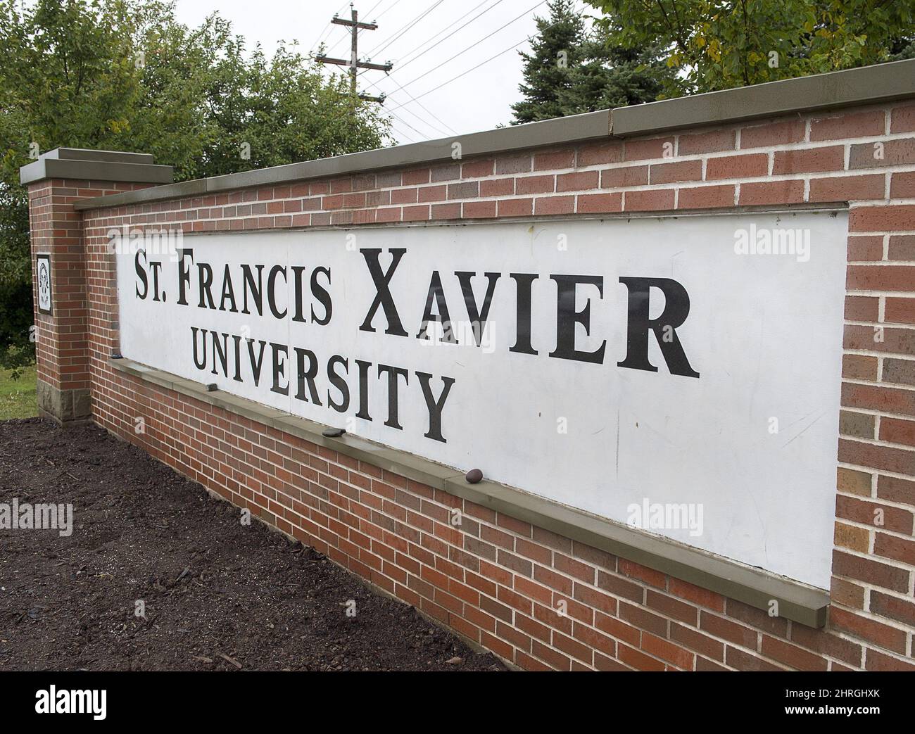 A sign marks one of the entrances to the St. Francis Xavier University ...
