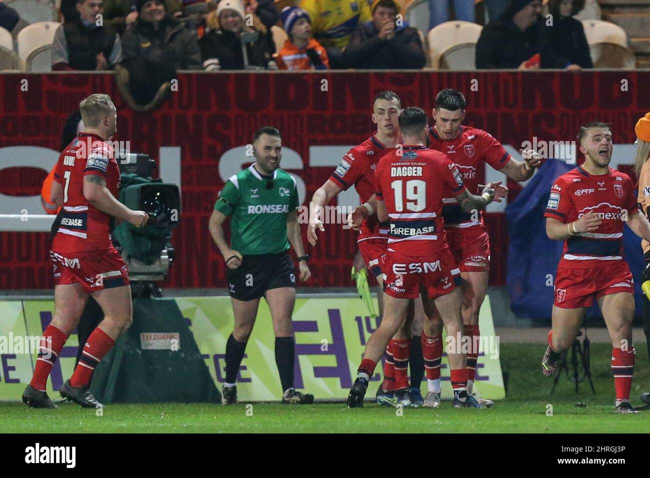 Sam Wood #24 of Hull KR celebrates his try Stock Photo - Alamy
