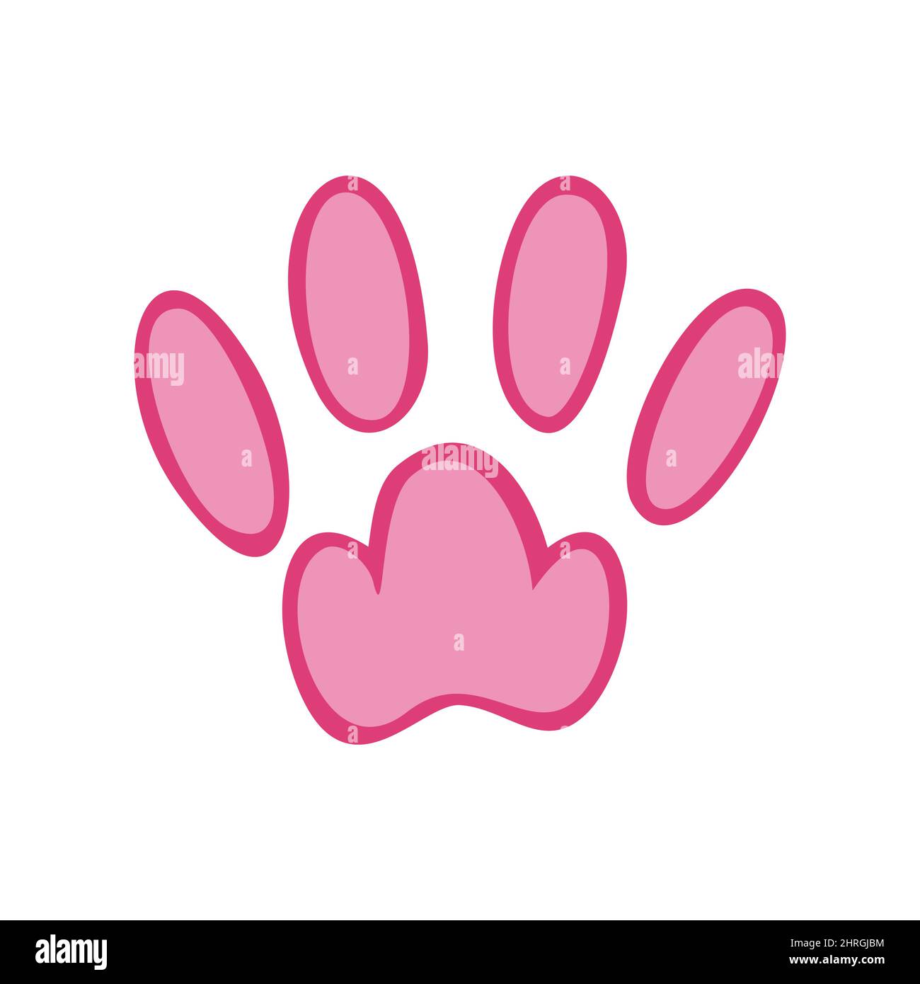 Pink animal pawprints. Sketch footprints of a rabbit, bunny, cat or dog ...
