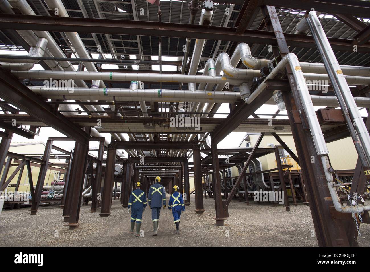 Shell employees are seen at the Shell Saturn natural gas plant outside ...