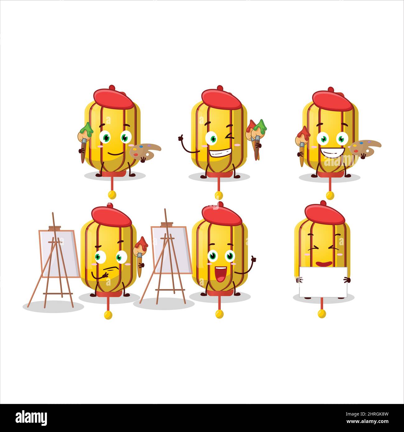 Artistic Artist of yellow chinese long lamp cartoon character painting ...