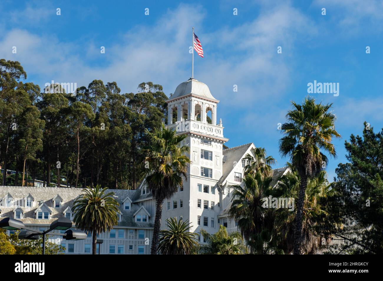 Historic Claremont Hotel with an American flag waving Stock Photo - Alamy