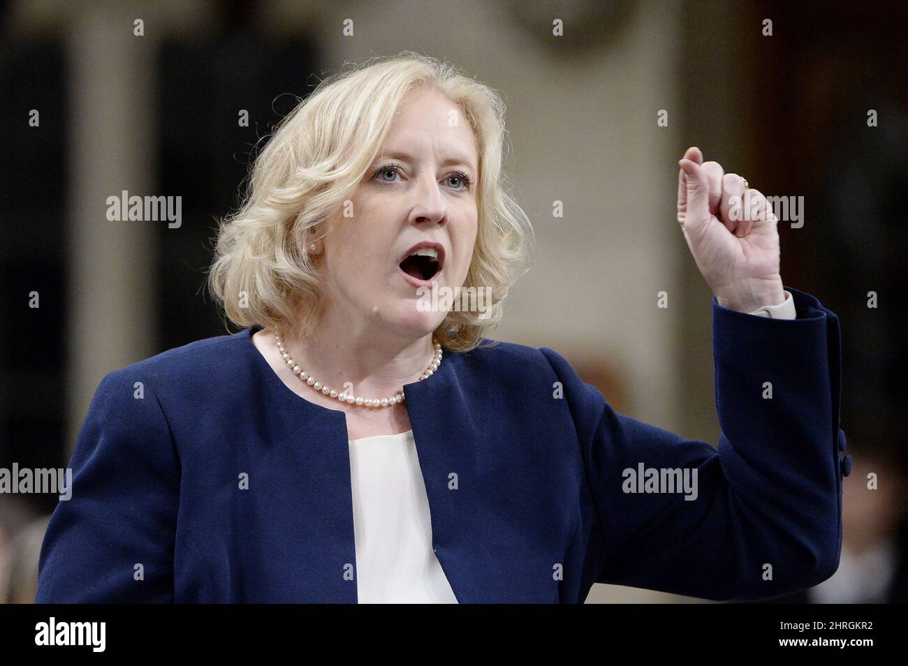 Conservative MP Lisa Raitt stands during question period in the House ...