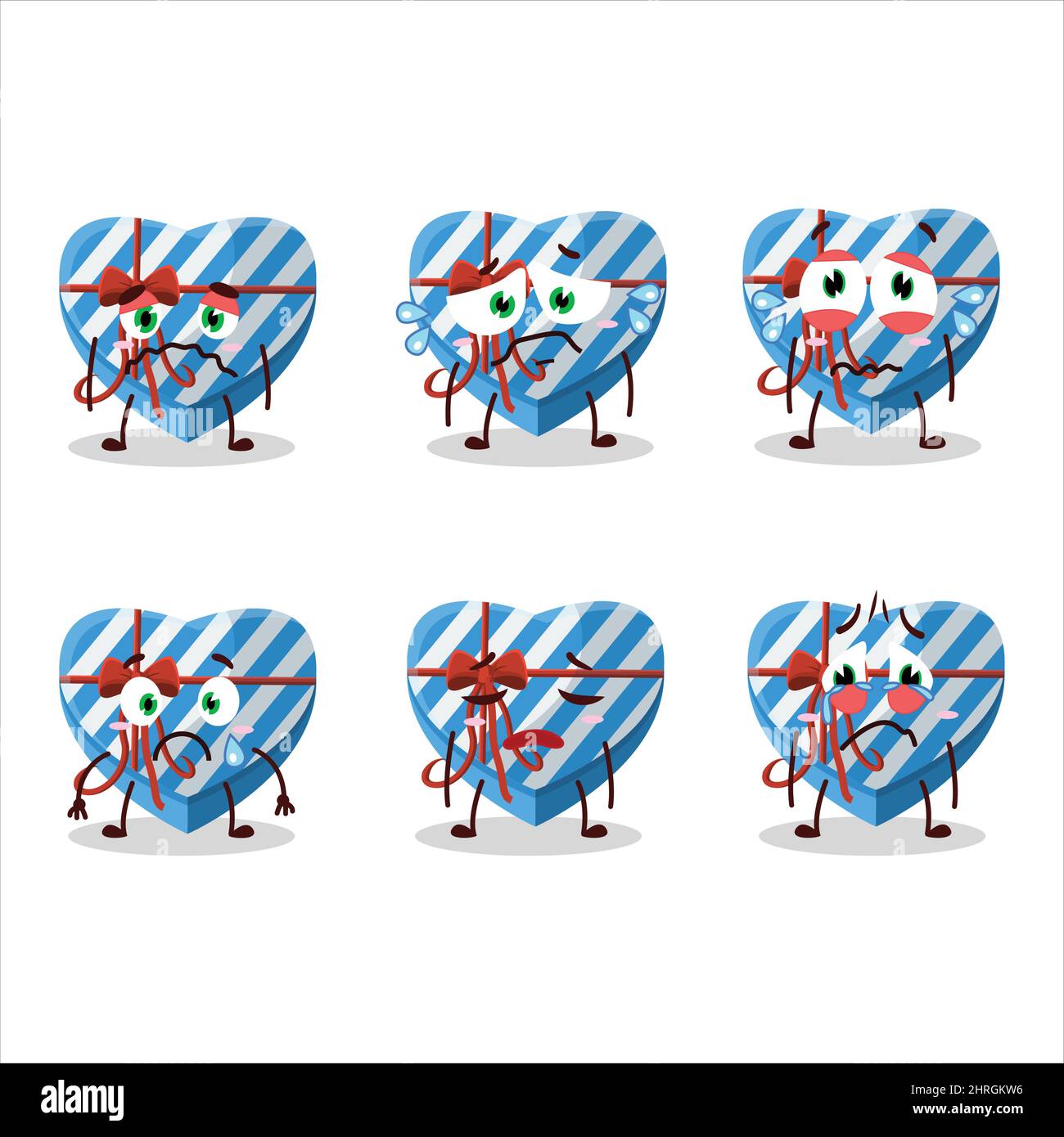 Blue love gift box cartoon character with sad expression. Vector ...