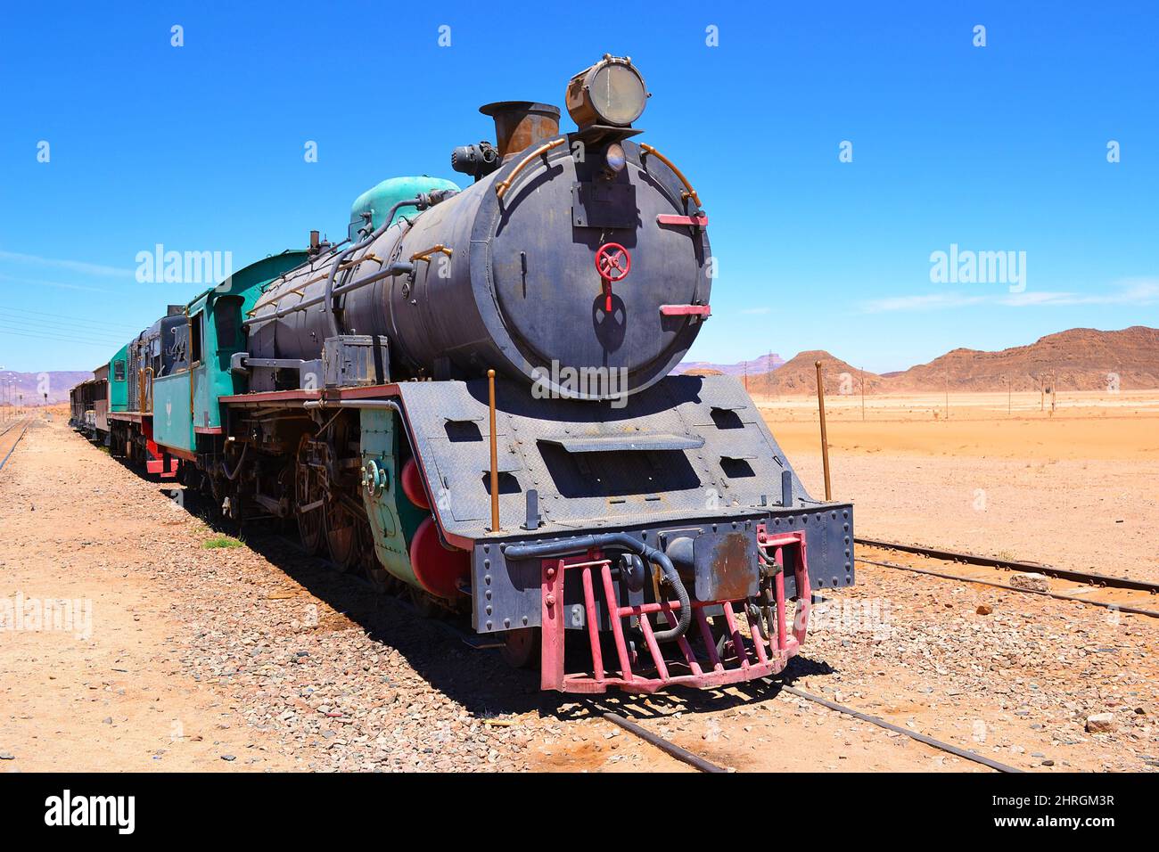 Locomotive train in Wadi Rum desert, Jordan Stock Photo - Alamy