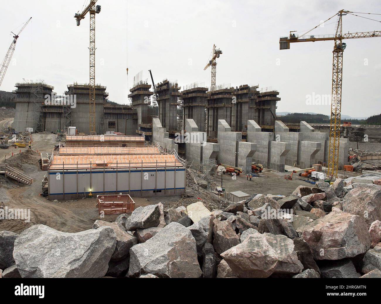 The construction site of the hydroelectric facility at Muskrat Falls ...