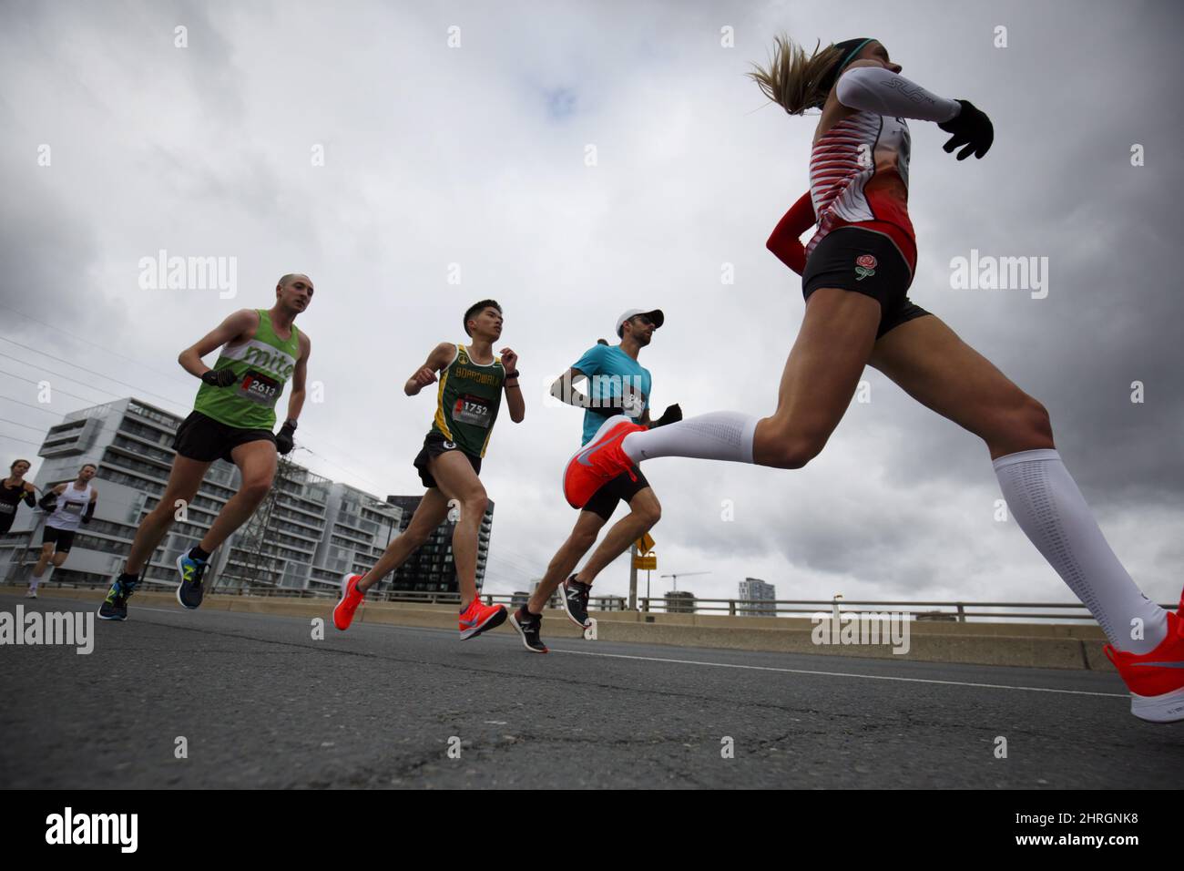 Runners make their way along the route of the Toronto Scotiabank ...