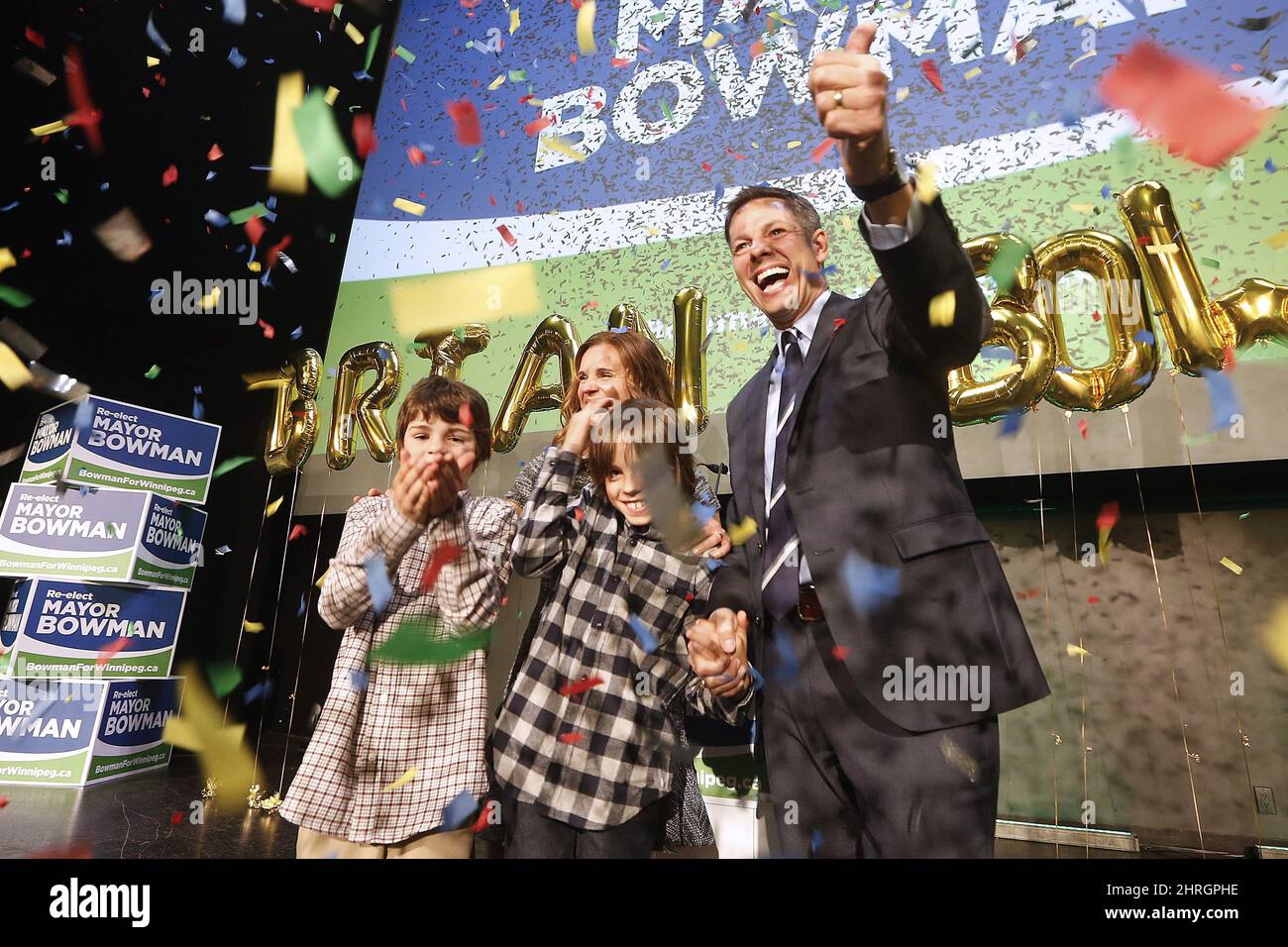 Mayor Brian Bowman and his wife Tracy and sons Austin, left, and Hayden ...