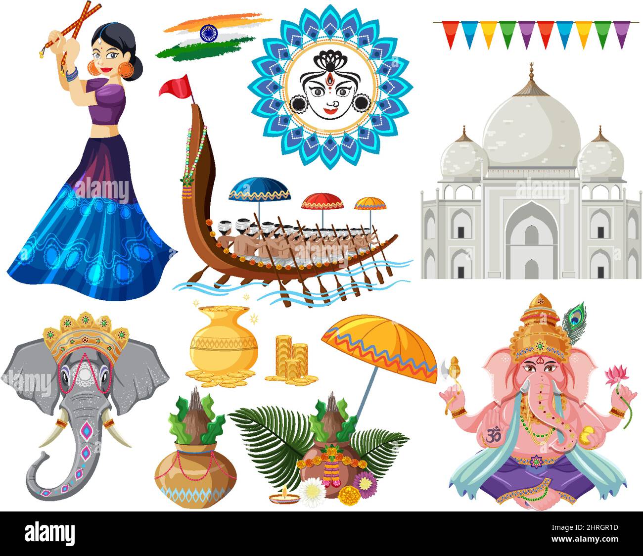 Set of indian gods and offerings illustration Stock Vector Image & Art ...