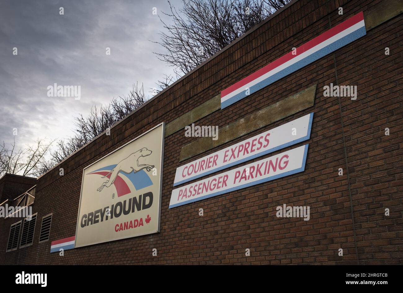 Signs are shown at the Greyhound bus terminal in Calgary, Alta ...