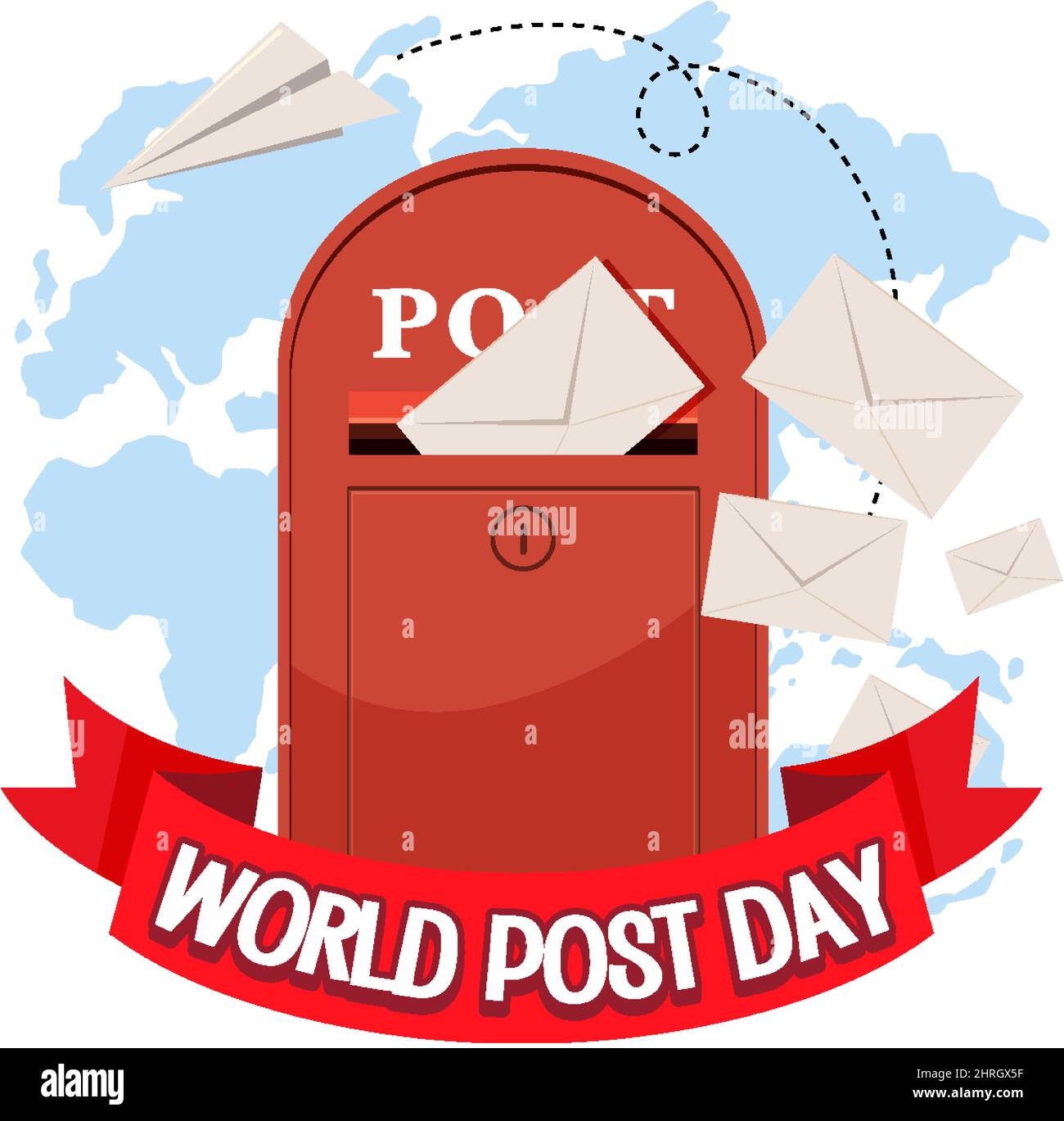 World Post Day banner with a postbox and envelopes illustration Stock ...