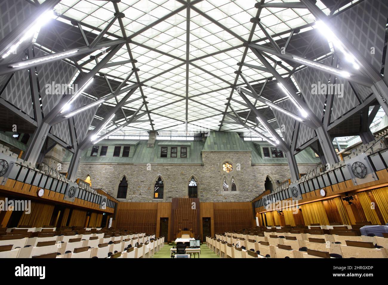 The new temporary House of Commons is viewed prior to a ceremonial ...