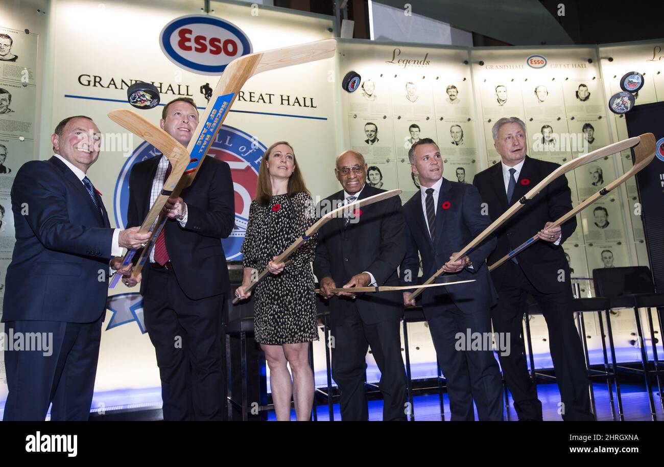 Hockey Hall of Fame inductees pictured left to right, Gary Bettman ...