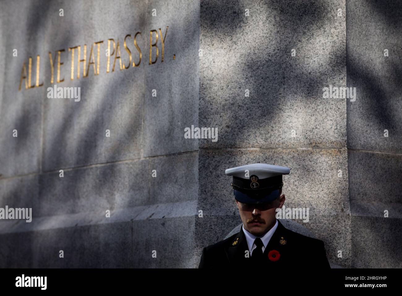 Petty Officer Second Class Justin Heron, of HMCS Discovery, stands at ...