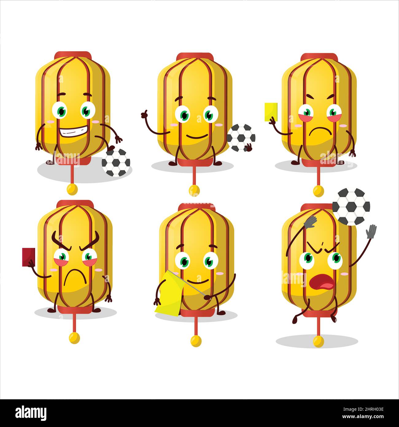 Yellow chinese long lamp cartoon character working as a Football ...