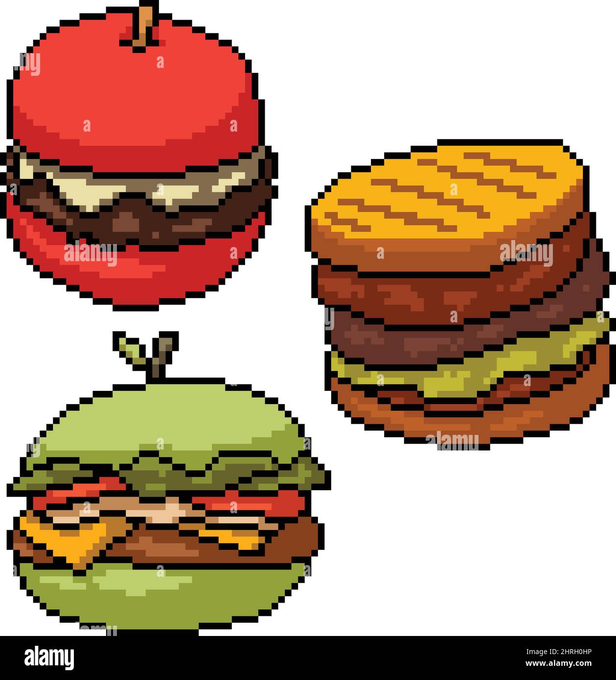 Burger pixel art Cut Out Stock Images & Pictures - Alamy