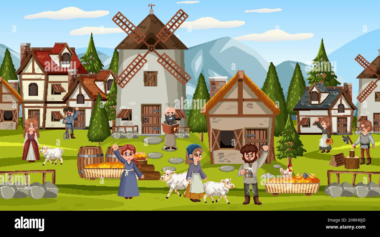 Villagers building Stock Vector Images - Alamy