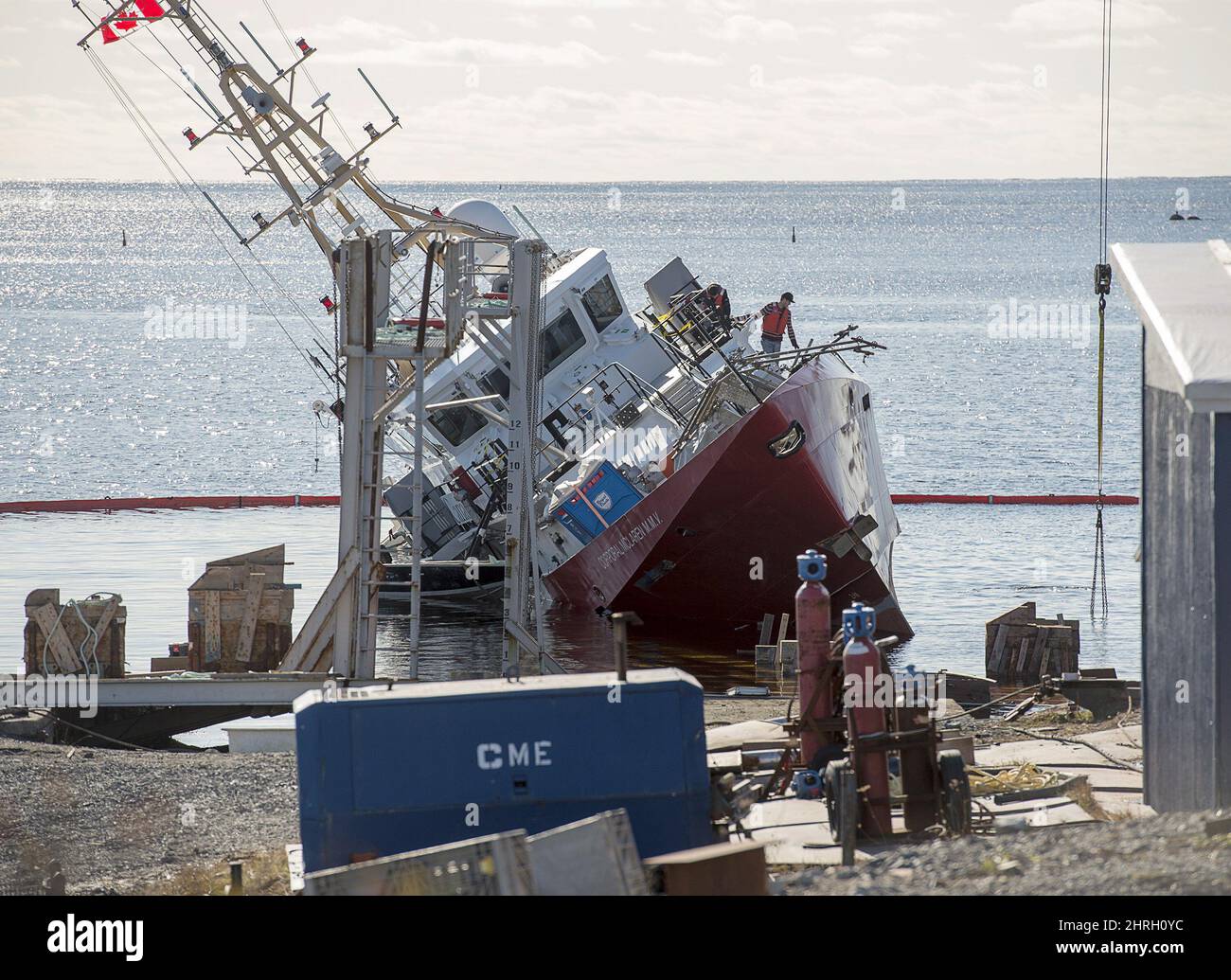 The Canadian Coast Guard patrol ship, CCGS Corporal McLaren, is shown ...