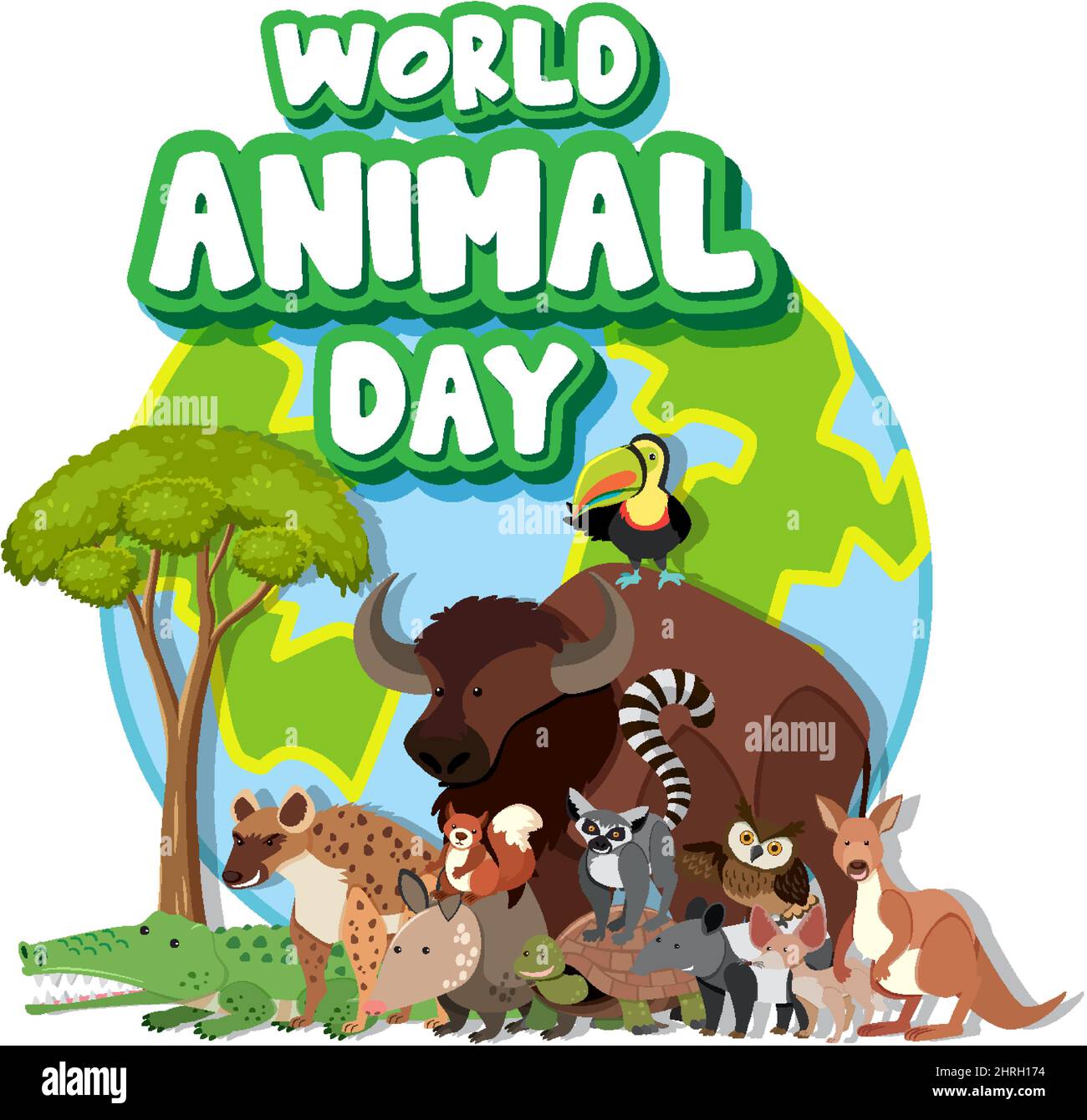 World Animal Day banner with wild animals illustration Stock Vector ...