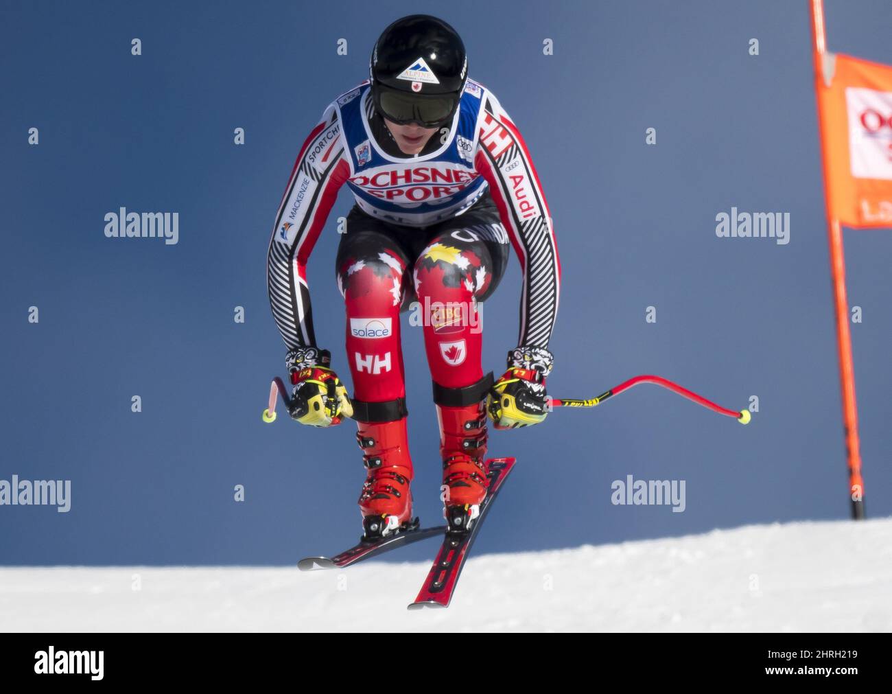 Jeffrey Read of Canada skis down the course during a training run for ...