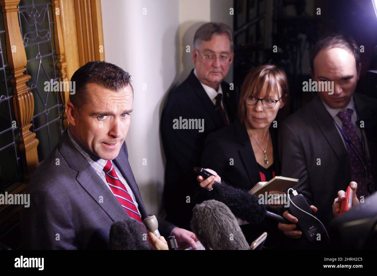 Special advisor to the Speaker Alan Mullen talks with media outside the ...
