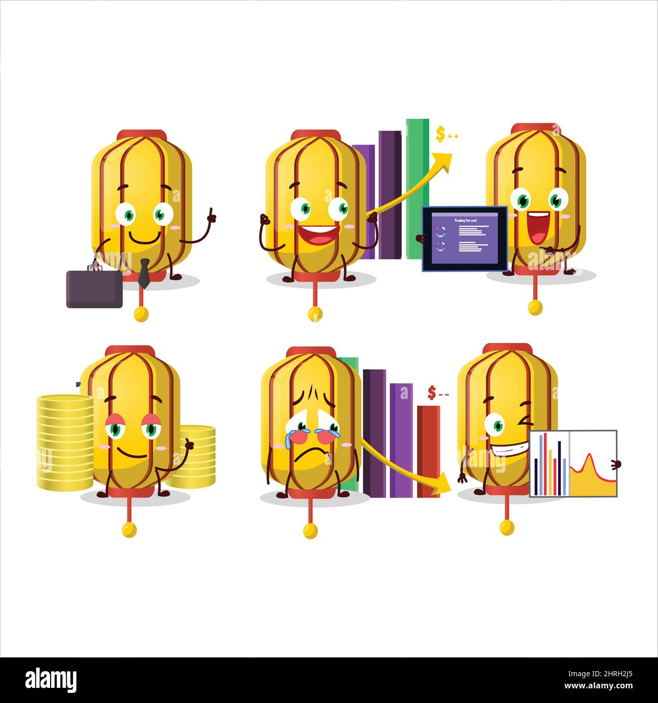 Yellow chinese long lamp character designs as a trader investment ...