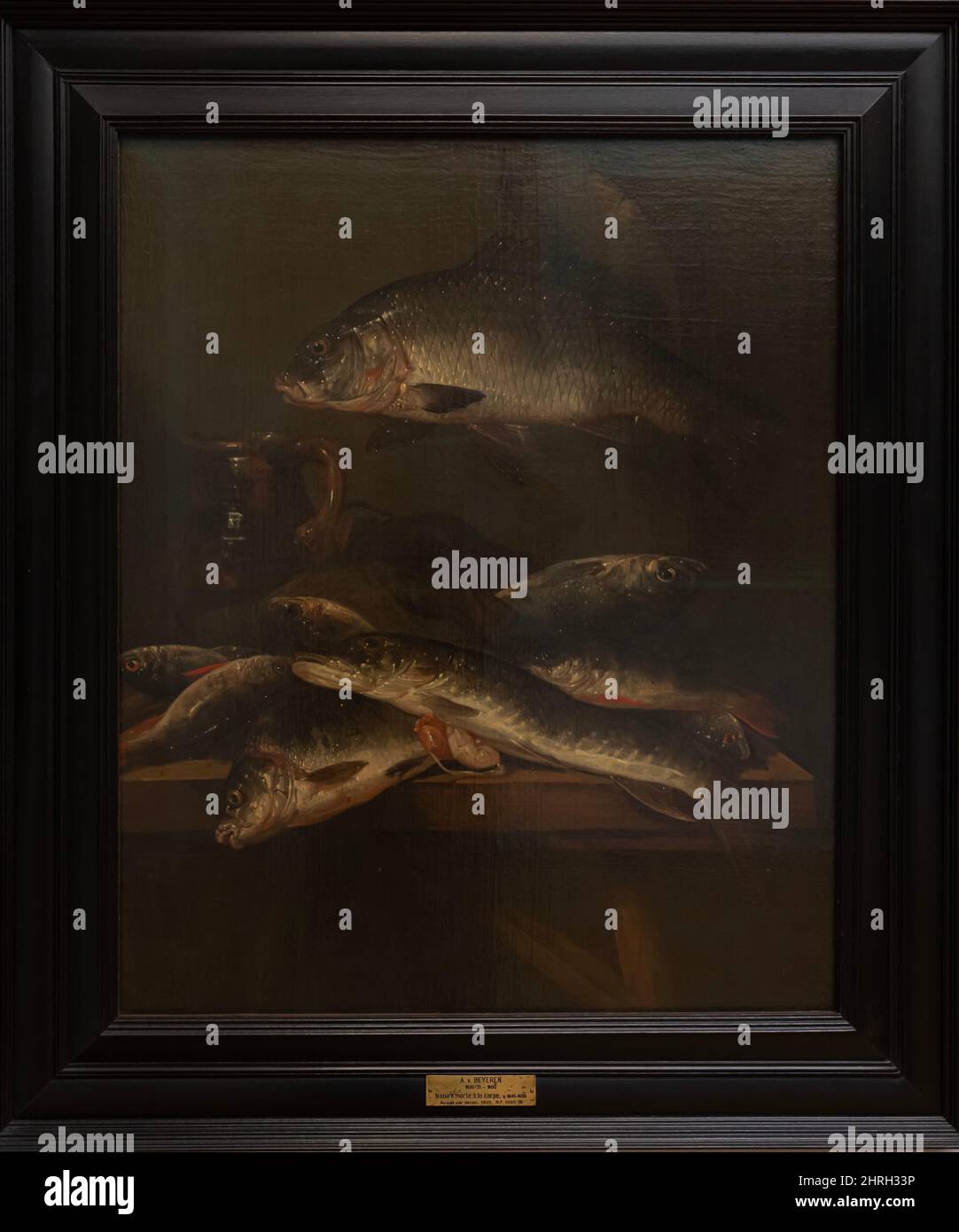 Louvre Museum. Still life with carp painted by Abraham Van Beyeren ...