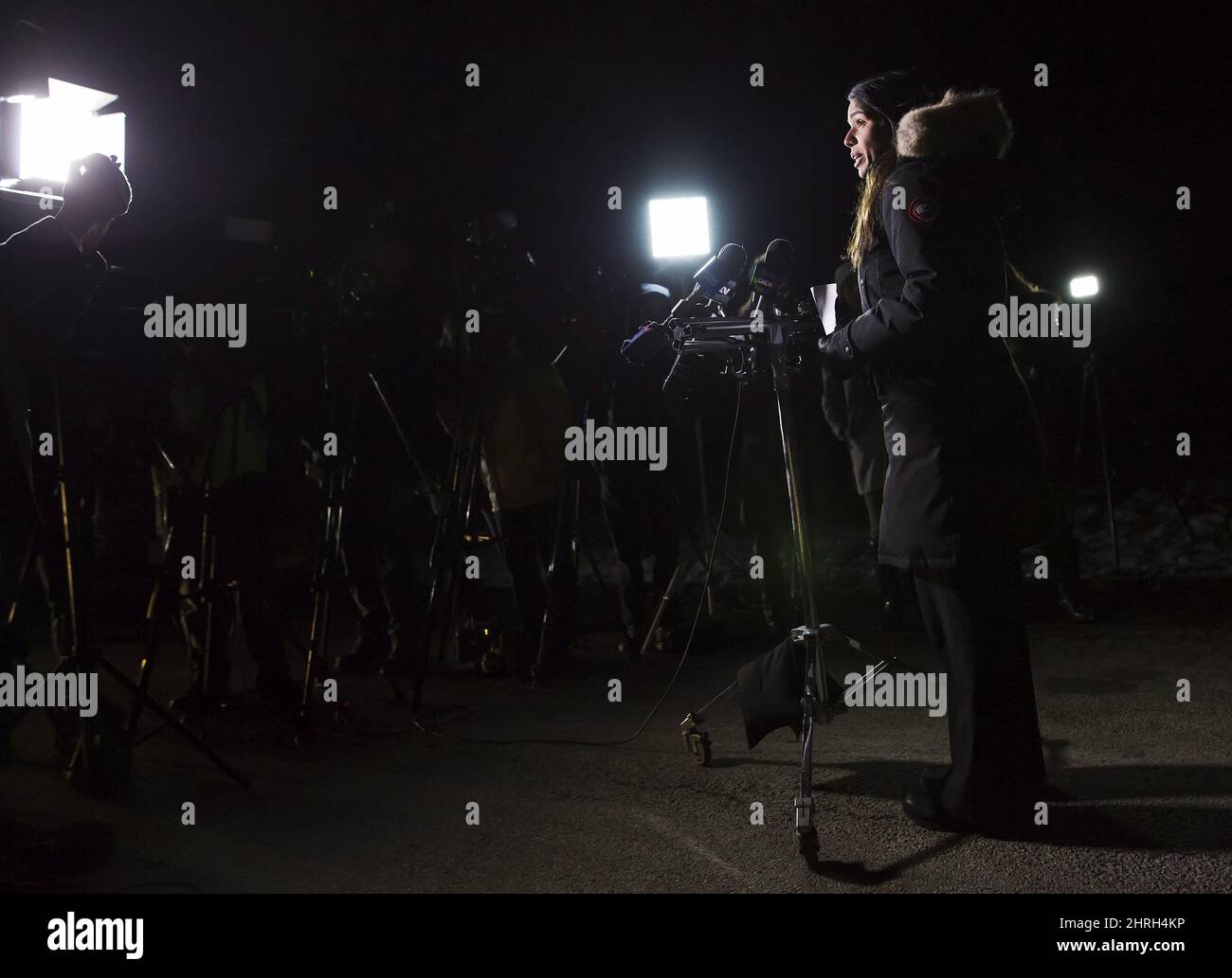 Monica Hudon, spokesperson for the SIU, addresses the media near ...