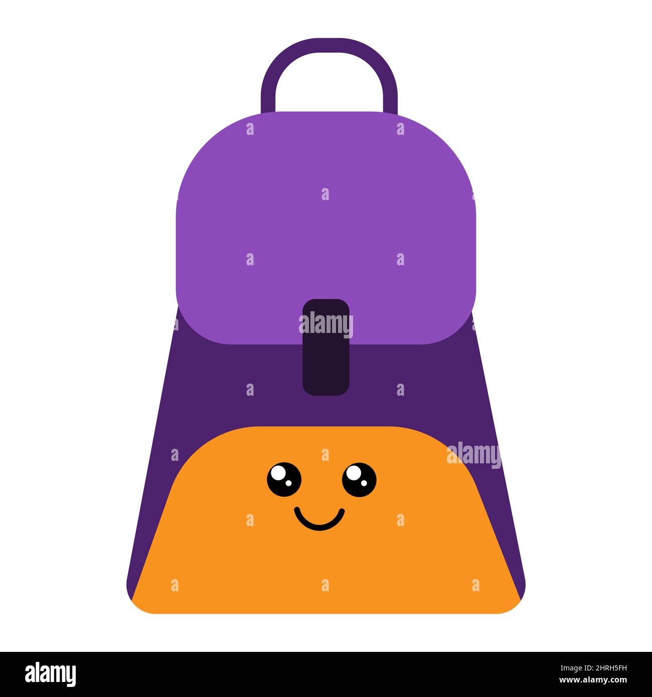 Vector illustration of cute cartoon kawaii school backpack isolated on ...