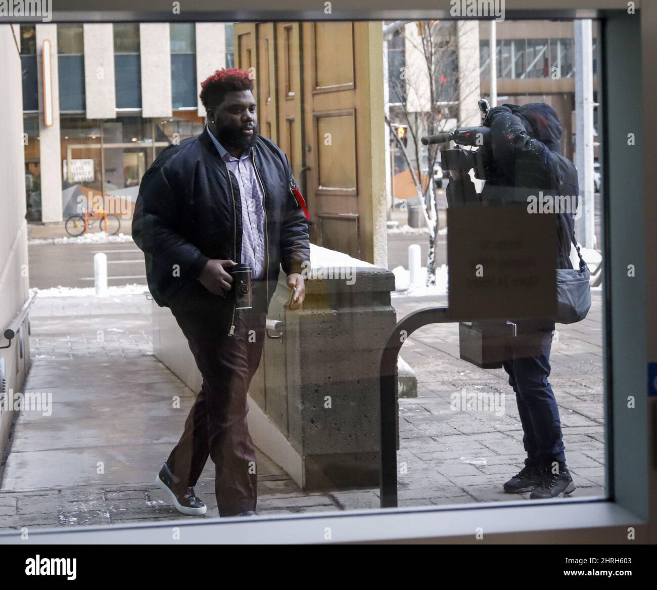 Calgary Stampeders' Derek Dennis, arrives for the trial of Nelson Tony ...