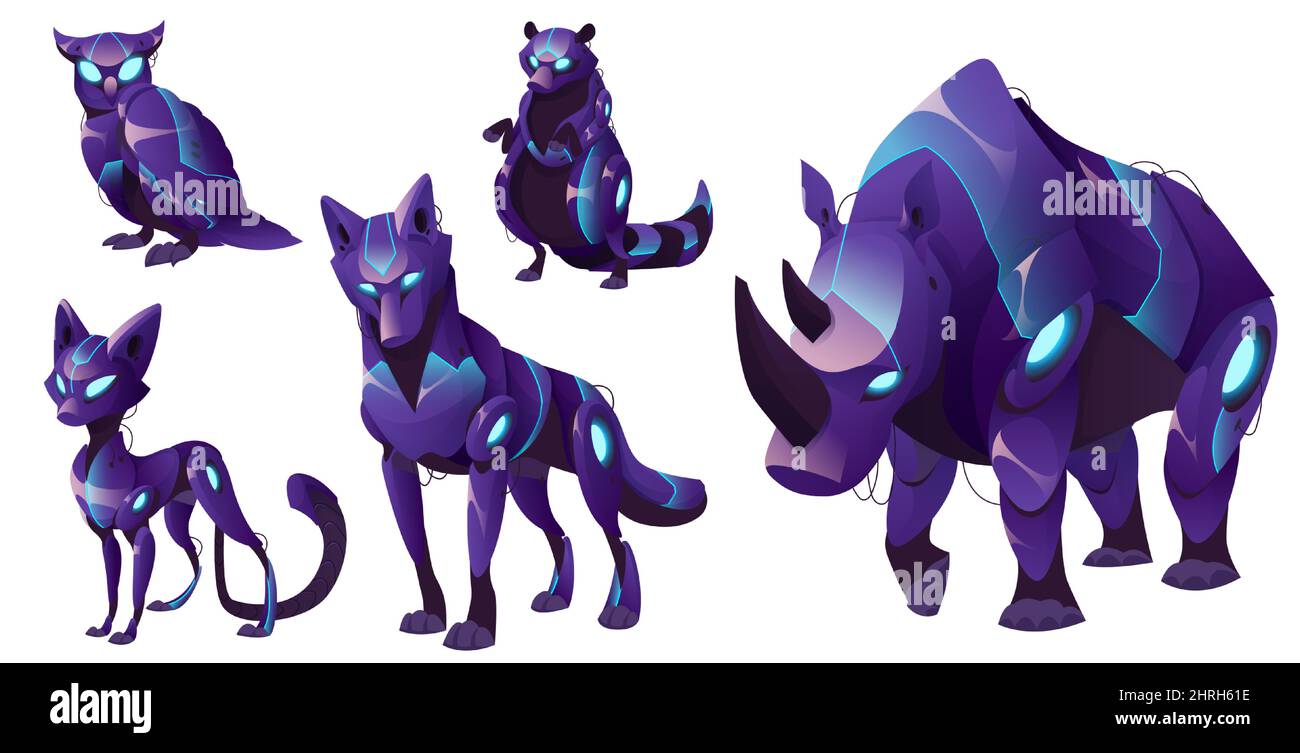 Robots animals robotics mechanical monsters. Cyborgs pets owl, raccoon ...