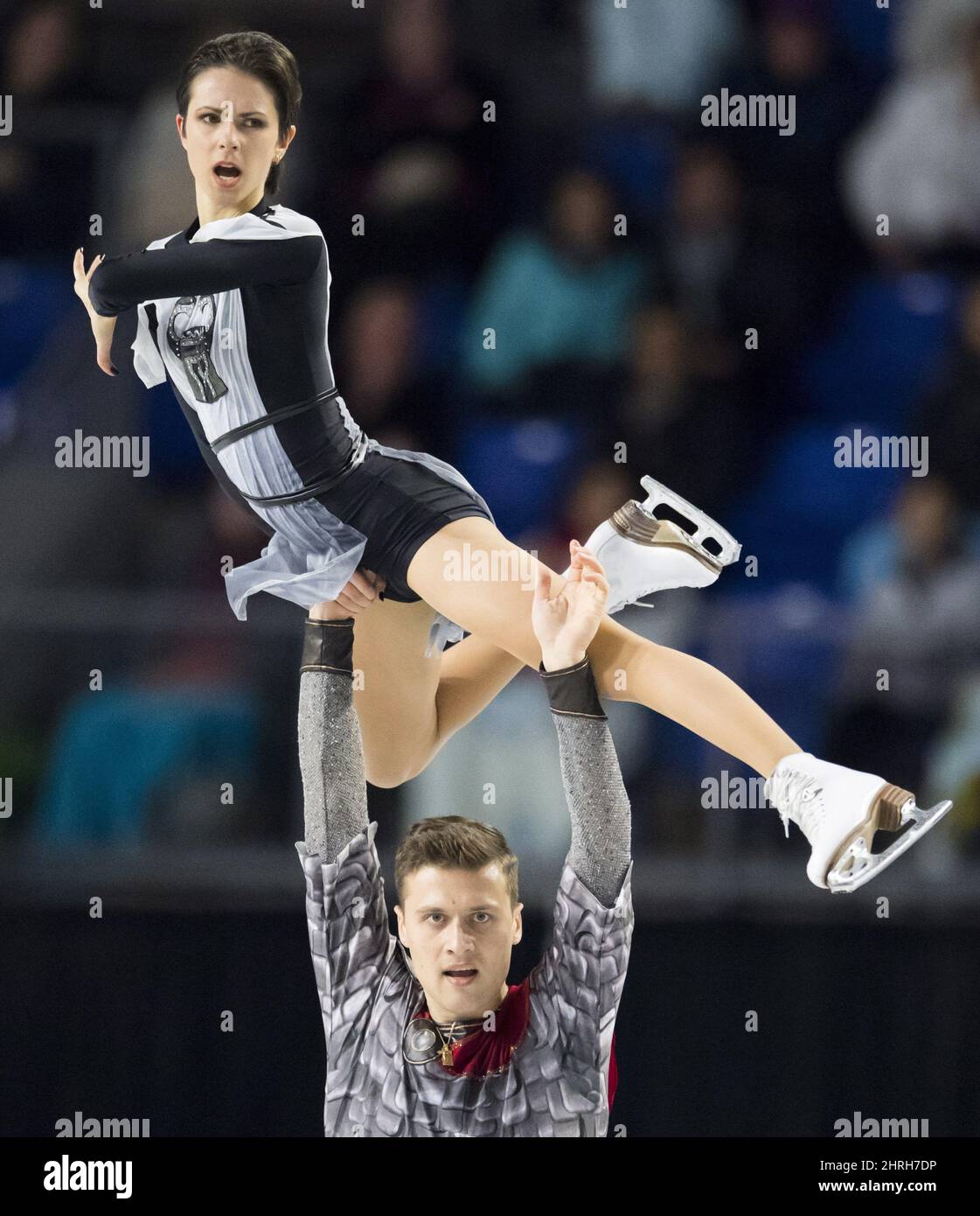 Natalia Zabiiako and Alexander Enbert, of Russia, skate during the ...