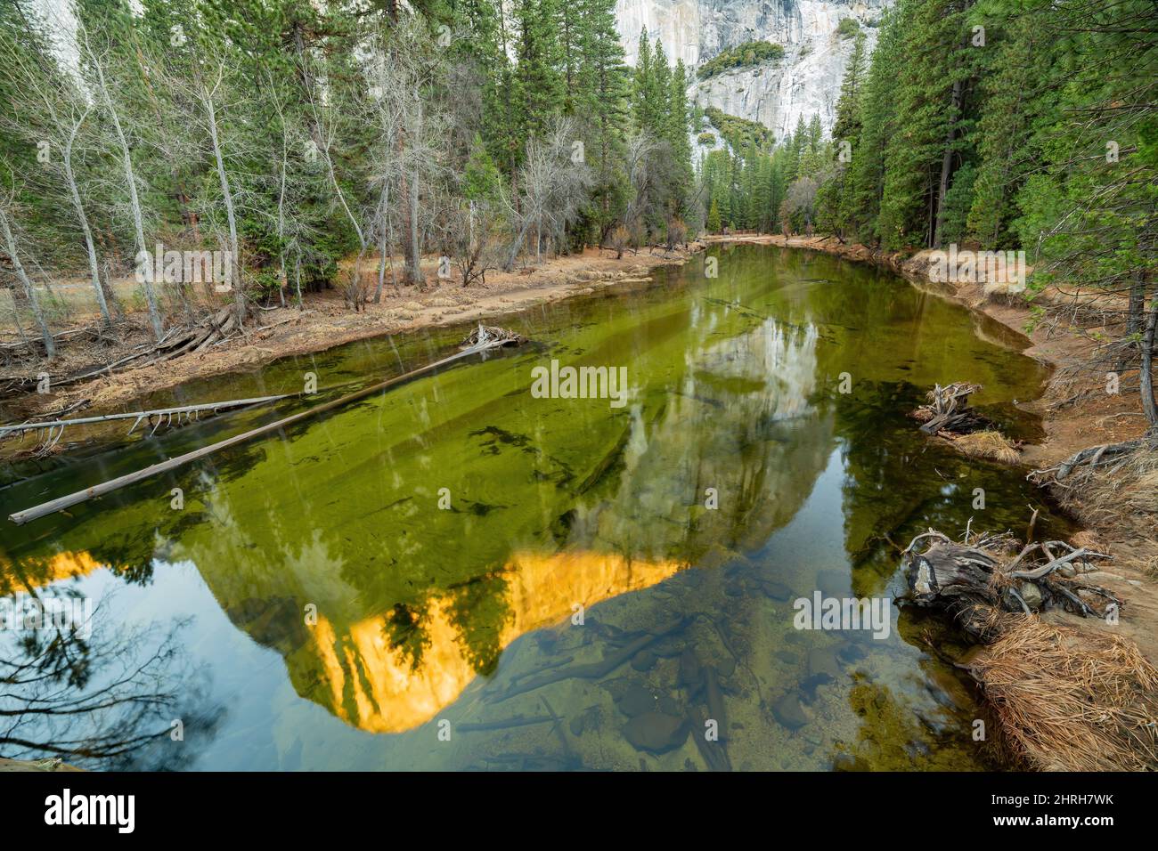 Daytime view of the merced river landscape of Yosemite National Park at ...