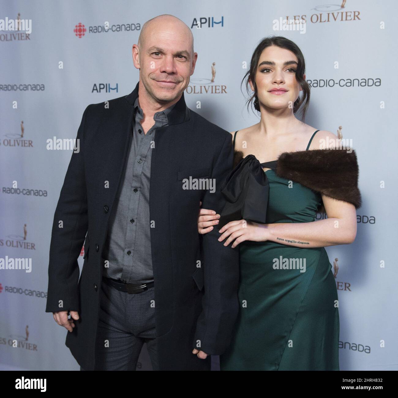 Maxim Martin and daughter Livia arrive at the Gala Olivier awards ...