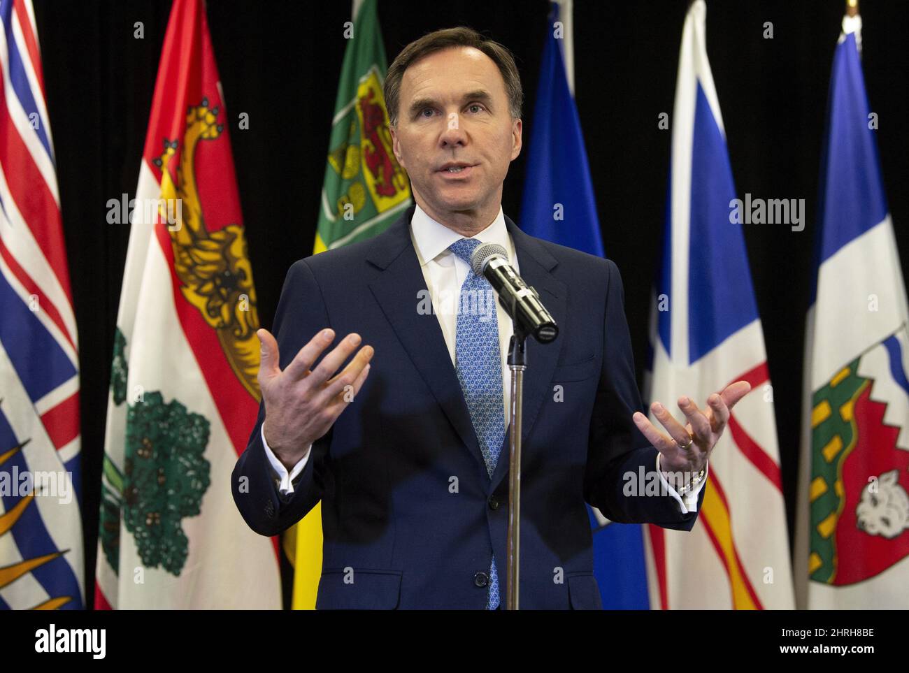 Minister of Finance Bill Morneau speaks with media following meetings ...