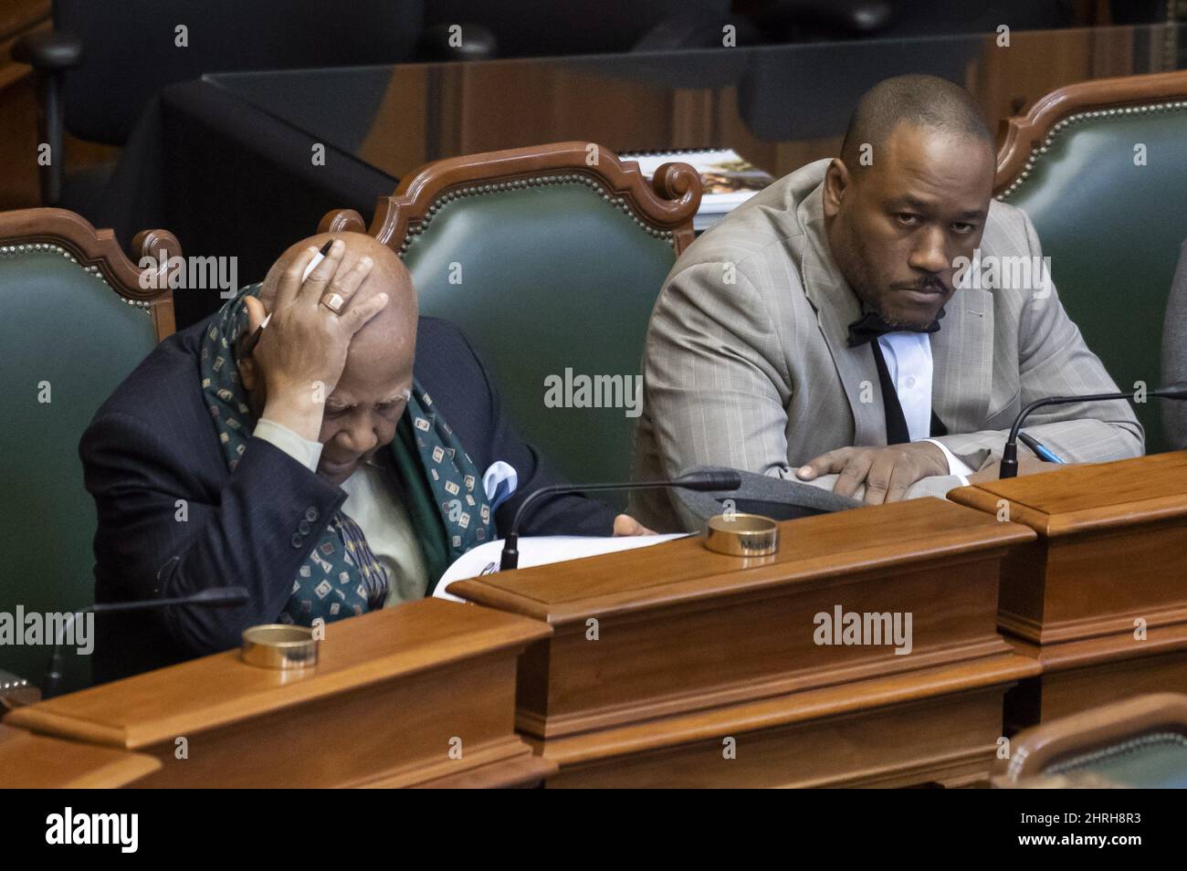 Lawyer Jacky-Eric Salvant, right, and Gabriel Bazin, vice-president of ...
