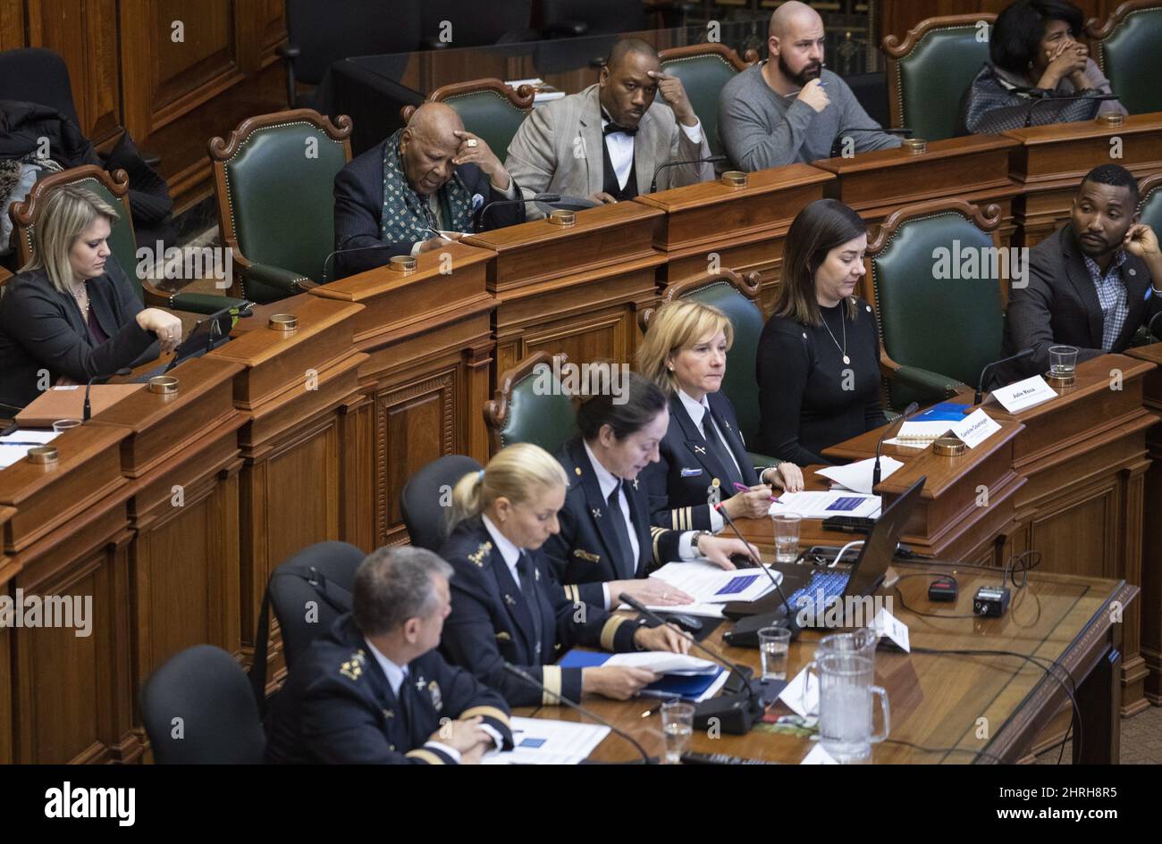 Lawyer Jacky-Eric Salvant, top right, and Gabriel Bazin, vice-president ...