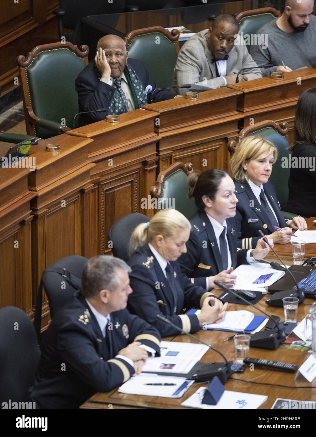 Lawyer Jacky-Eric Salvant, top right, and Gabriel Bazin, vice-president ...