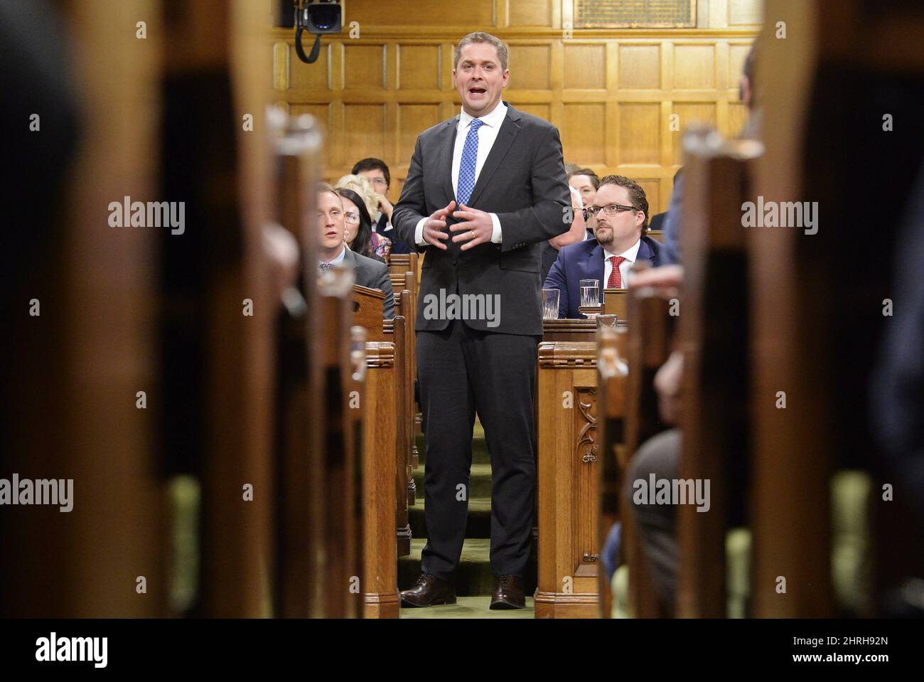 Leader of the Opposition Andrew Scheer rises during question period in ...