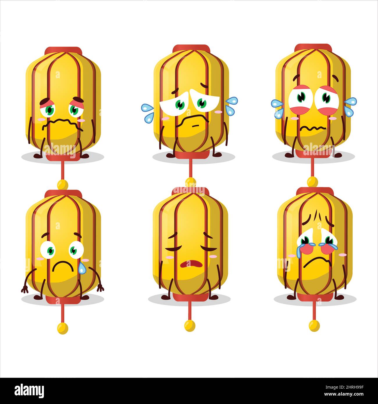 Yellow chinese long lamp cartoon character with sad expression. Vector ...